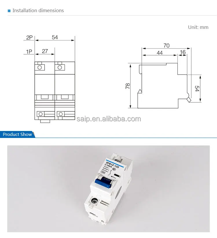 Saip/saipwell (spb1z-125/c100) 125a Fi-schutzschalter/rcd ...