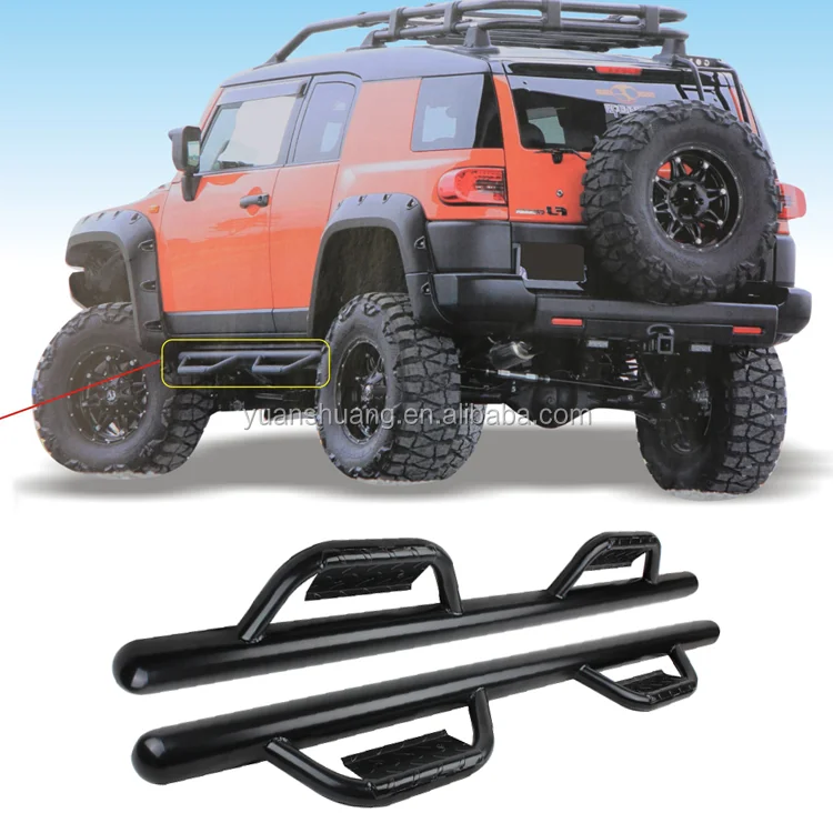Black Side Step Double Cab Bar For Fj Cruiser 2007+ Running Board Nerf ...