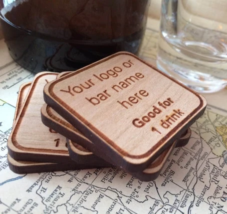 Natural Wooden Drink Tokens,Custom Bar Tokens,Laser Engraved Wood ...