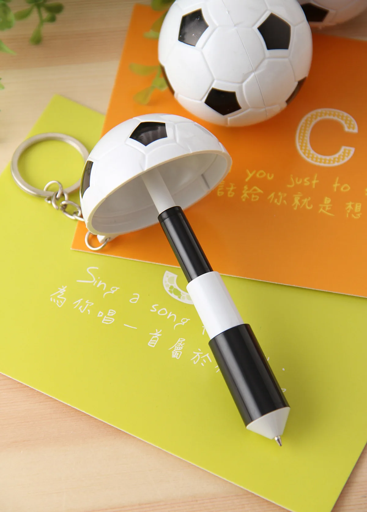 Customized logo Soccer Ball Pen Key Chain,football Ballpoint Pen with ...