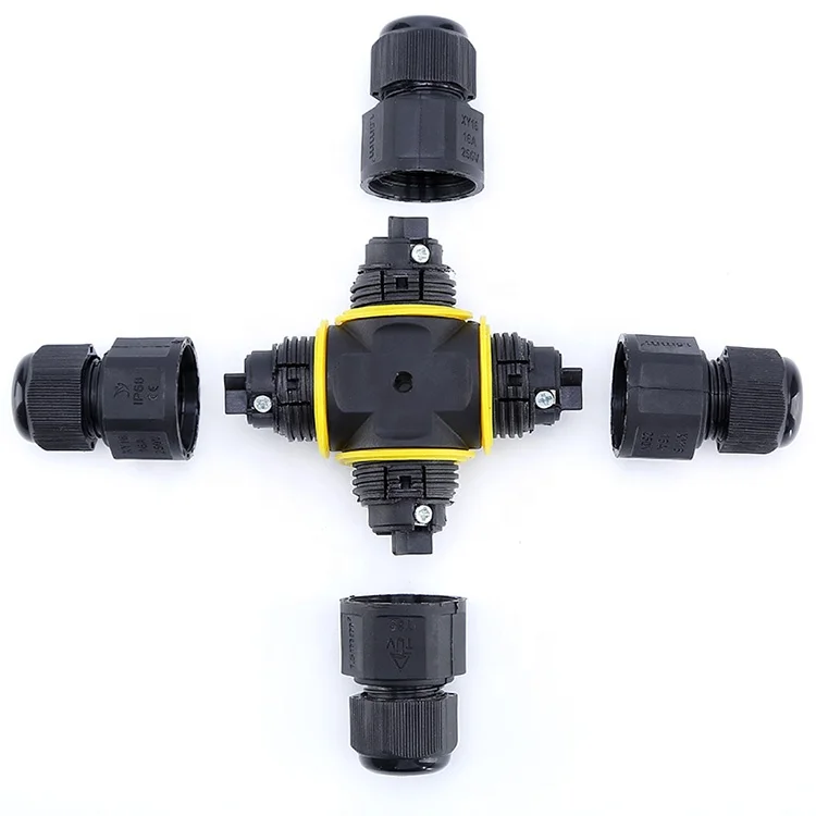Ip67 X Type 4 Way Wire Splitter Waterproof Cable Electrical Connector ...