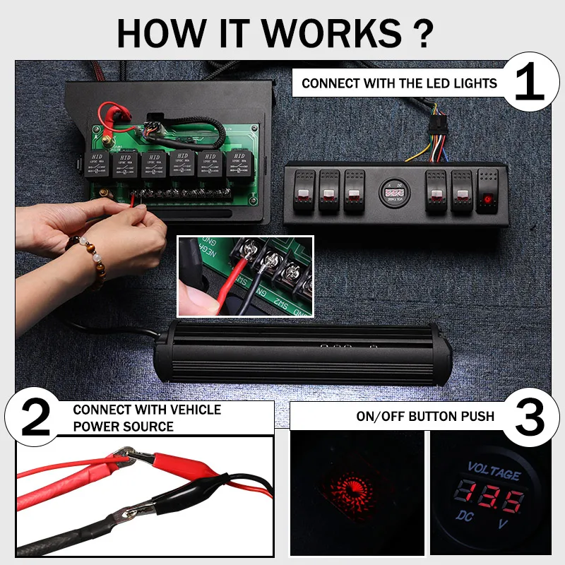 6 Gang Auto off Road Light Switch Panel for UTV & 4x4