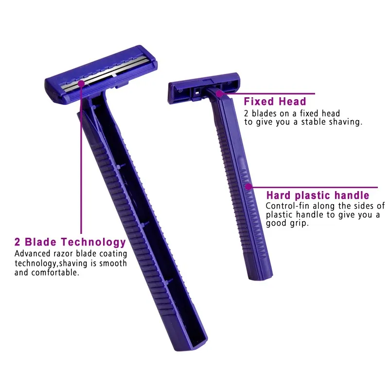 Stainless Steel 2 Blade Razor Plastic Handle Men Shaving One Time Razor ...