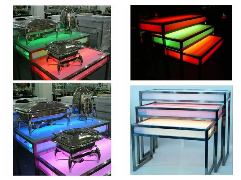 Led Light Folding Table Top Rectangle Buffet Decoration Buffet Table ...