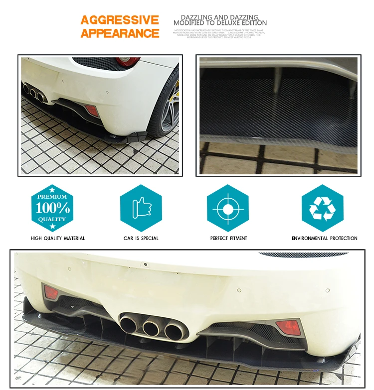 Carbon Fiber Car Rear Diffuser For Ferrari 458 Italia Base Coupe 2-door ...