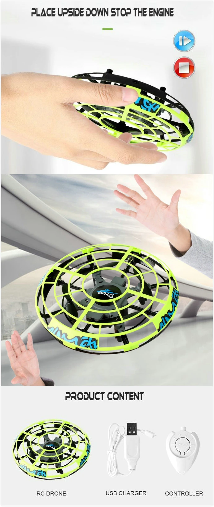 New Toy 2021 Hand Operated Drone Flying Ufo Toy Manual Intelligent ...