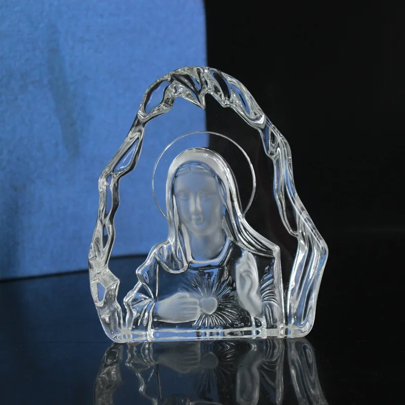 Wholesale Virgin Mary Engraved Religious Iceberg Crystal For Catholic ...