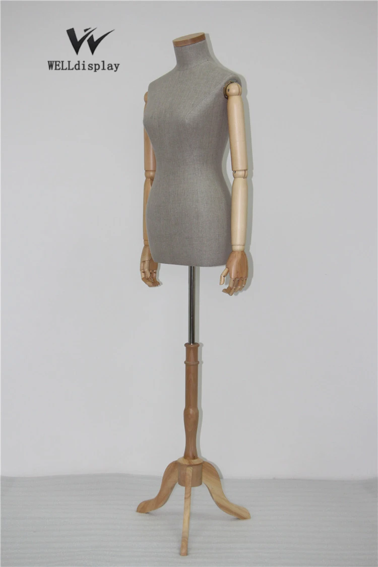 High Quality Female Mannequin Bust With Wooden Arms - Buy Female Bust ...