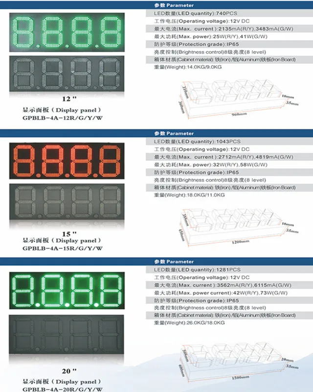 Gas Station Billboard Signs/ Gas Station Led Price Display/ 7 Segment ...