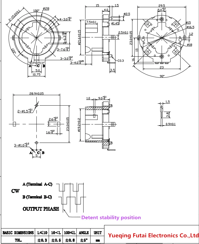 Ec28 Hollow Shaft Rotary Encoder Ec28for Car Auto Audio Volume 15pulse ...