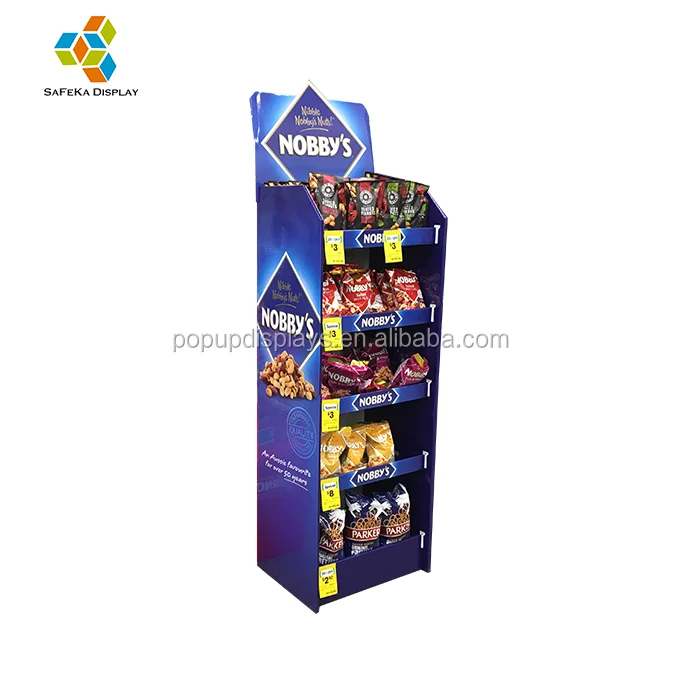 5 Tiers Flat Pack Display Shipper Stand for Nuts Promotion