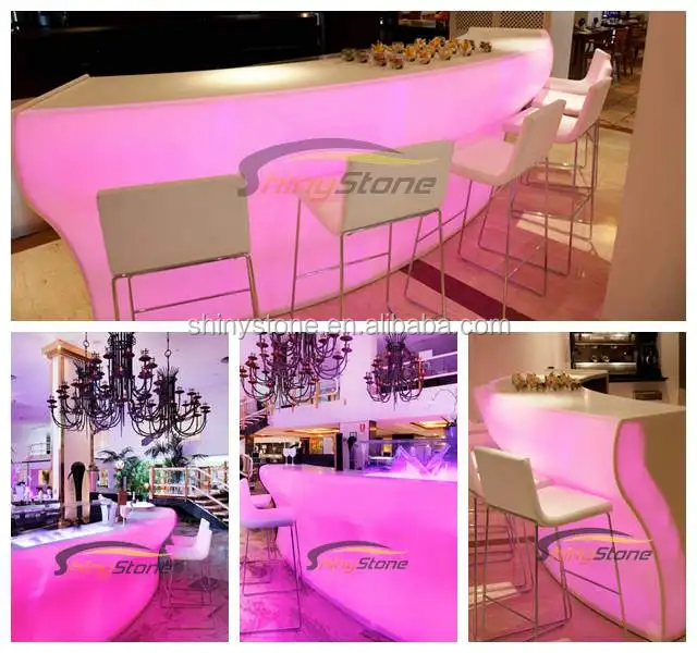 U-shape Illuminated Top Design Acrylic Solid Surface Acrylic Bar ...