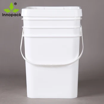 20kg Animal Feed Bucket Square Plastic Pail With Lid White Plastic ...