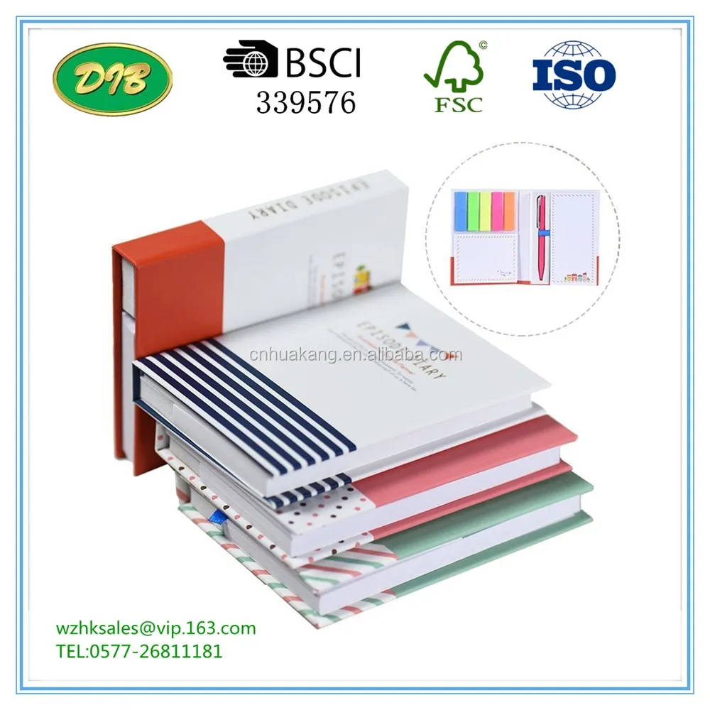 4pcs Creative Cute Hardcover Notebook Sticky Notes Notepads Set Page ...