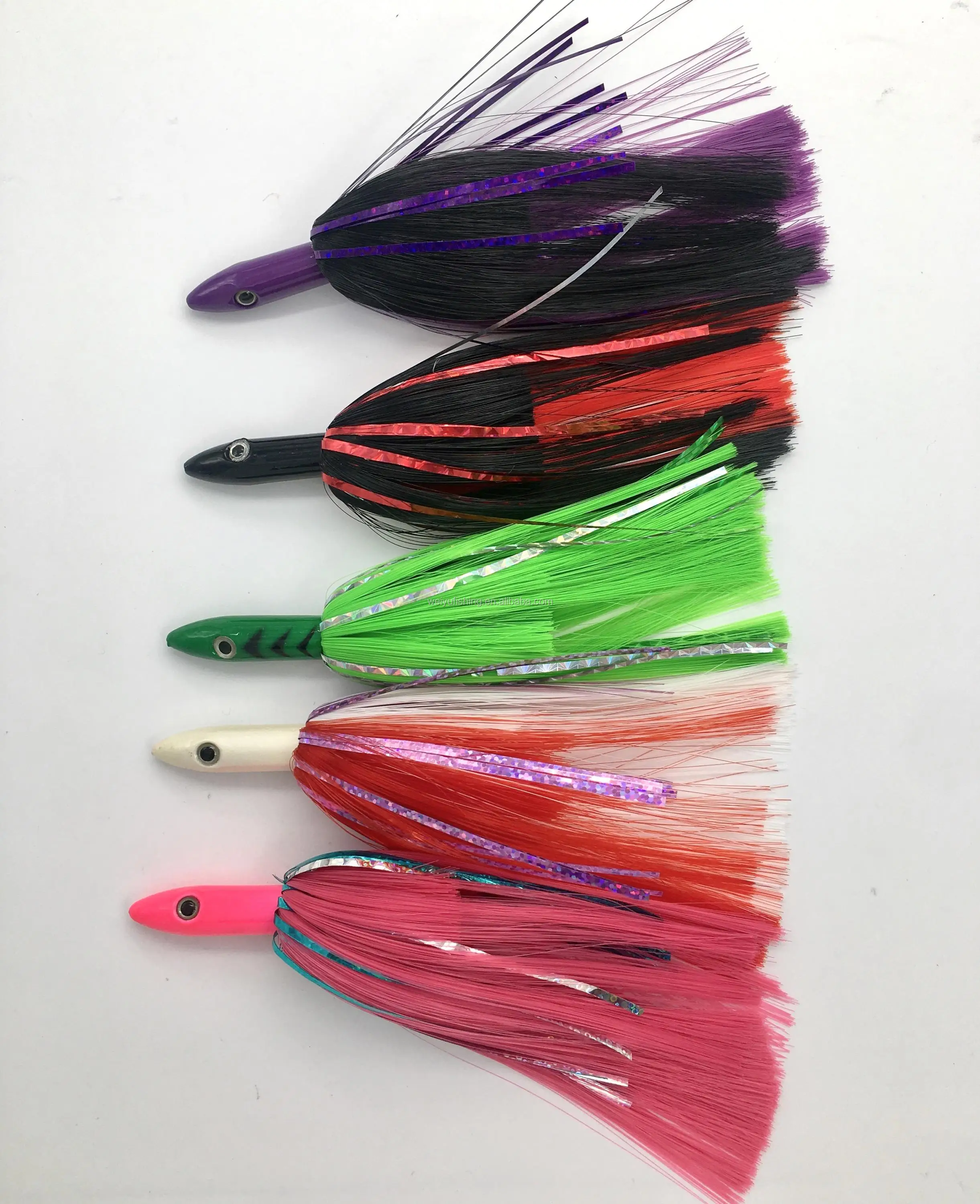 Color Painted Bullet Lead Islander Lure Nylon Hair Salt Water Fishing ...