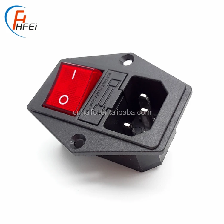 16A 250V AC-01 Female Socket with Fuse and Switch - Industrial Use