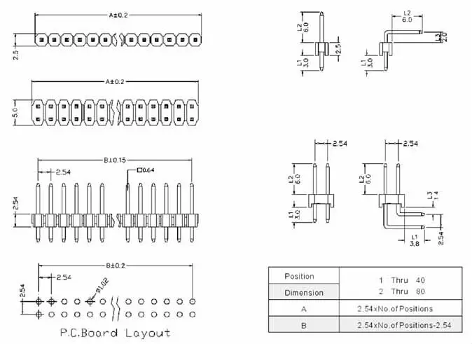 Good Quality Double Row Pin Header 2mm 2 3 4 5 6 7 8 9 10 12 14 16 20 ...