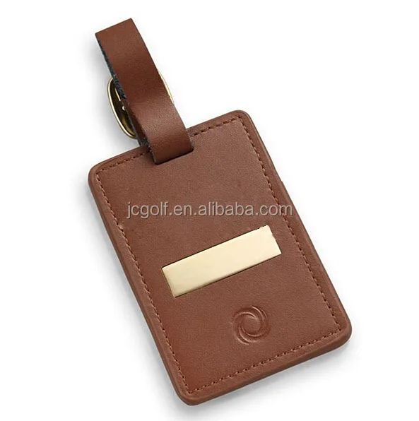 Customized Square Leather Golf Bag Blank Name Tag With Metal Branding ...