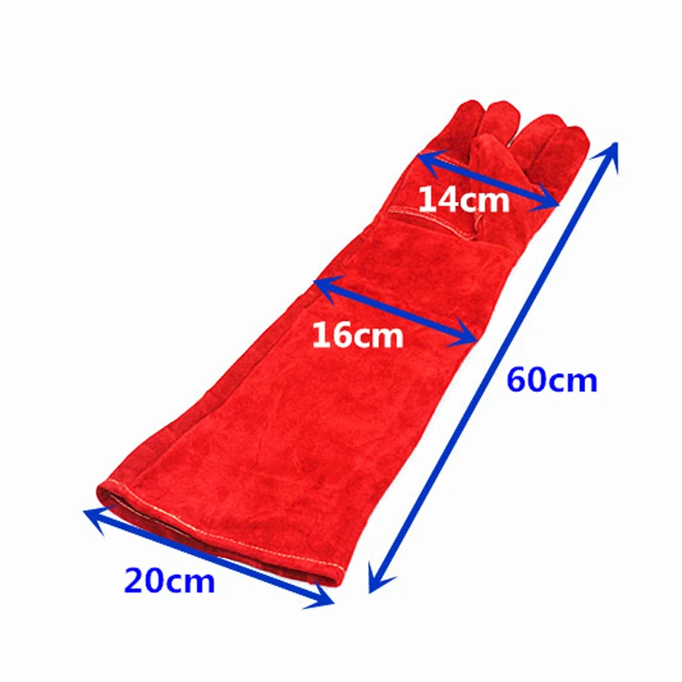 60cm 62cm Leather Bite Proof Gauntlet - Animal Handling Gloves