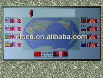 Red Led World Time Clock Custom Digit Color Wall World Clock - Buy Wall ...