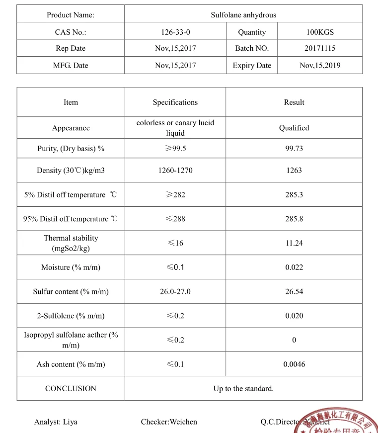Sulfolane 126-33-0 - High Purity Solvent for Dye Intermediates