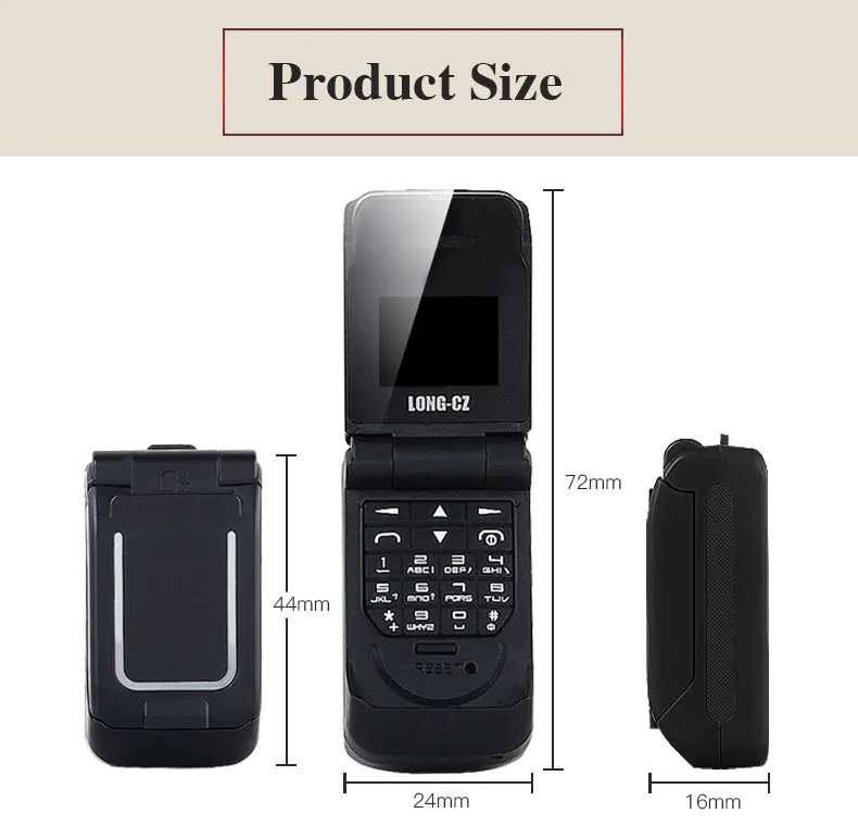 LONG-CZ J9 Mini Flip Mobile Phone - Magic Voice & Wireless BT