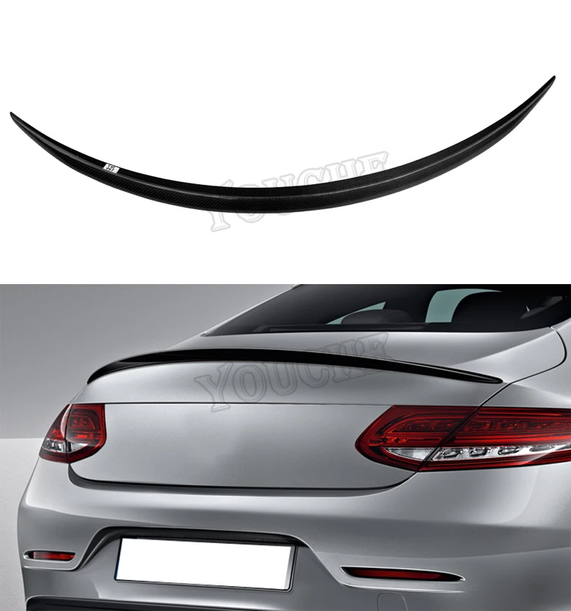 W205 C63 Style Carbon Fiber Rear Trunk Lip Spoiler For Mercedes C300 ...