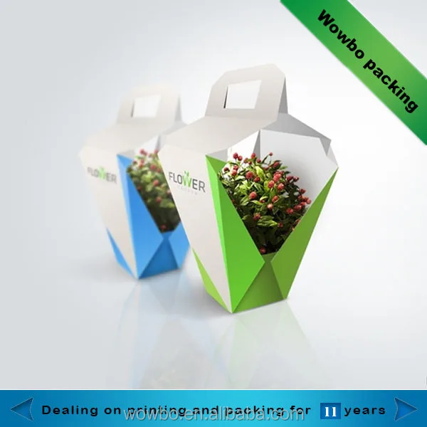 Flower Pot White Cardboard Packaging Box With Handle - Buy Flower Pot ...
