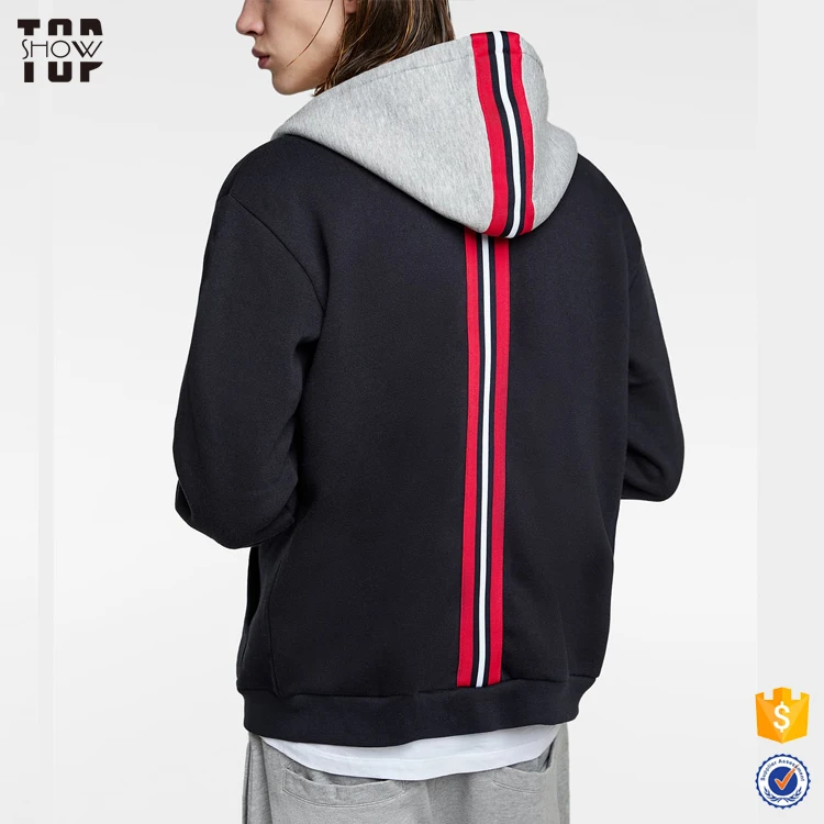 China Supplier Custom Two-tone Hoodies Mens Fleece Zip Up Hoodie With ...