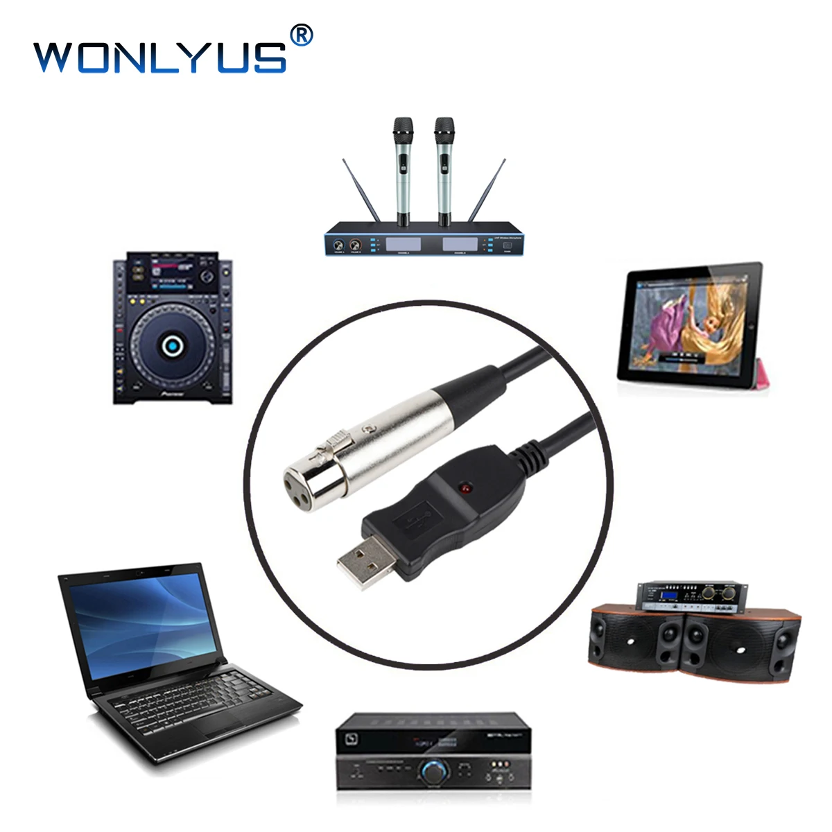 10ft/3m Usb To Xlr Microphone Instrument Karaoke Cable 3 Pin Xlr Female ...