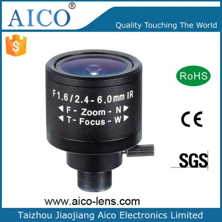 1/3" F1.6 Fixed Iris 2.4-6.0mm Varifocal Zoom CCTV Lens
