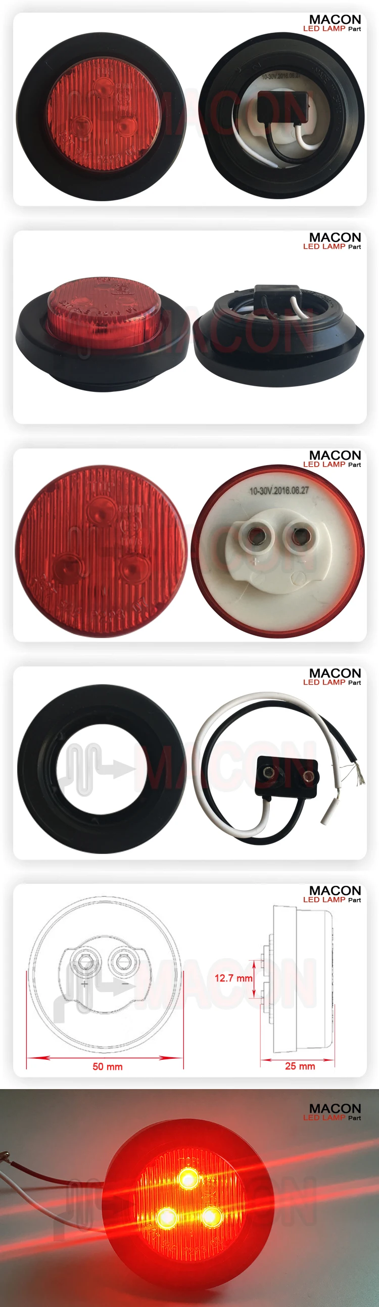 2 Inch Round LED Trailer Tail Lights - Reliable & Durable