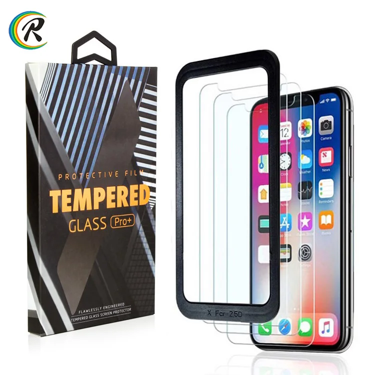With Applicator Tray 3 Pack Mobile Tempered Glass For Iphone Xs Max Xr ...