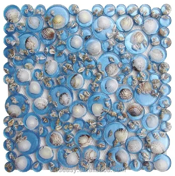 Blue Round Mosaic Tile Glass Shell - Buy Round Mosaic Tile Glass Shell ...