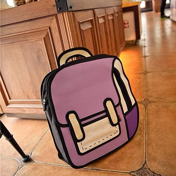 Fashion Creative Women 2d Drawing Backpack 3d Jump Style Cartoon School ...