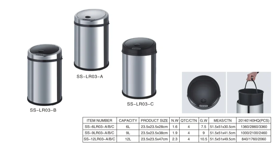 Small Trash Bin Waste Bin Sensor Bin Automatic Stainless Steel - Buy ...