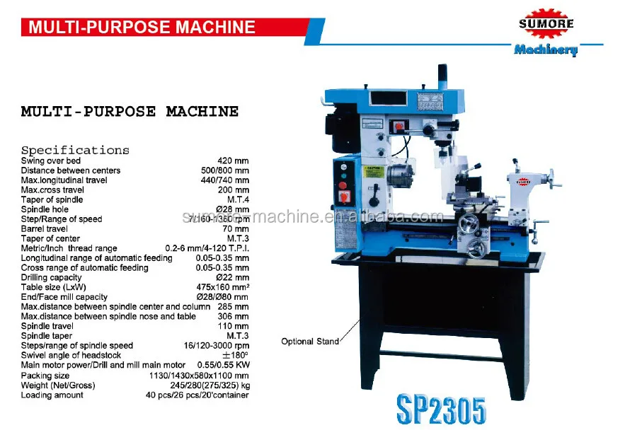 Hq500 Milling Machine Lathe Multi-purpose Machine Sp2305 Mini Lathe ...