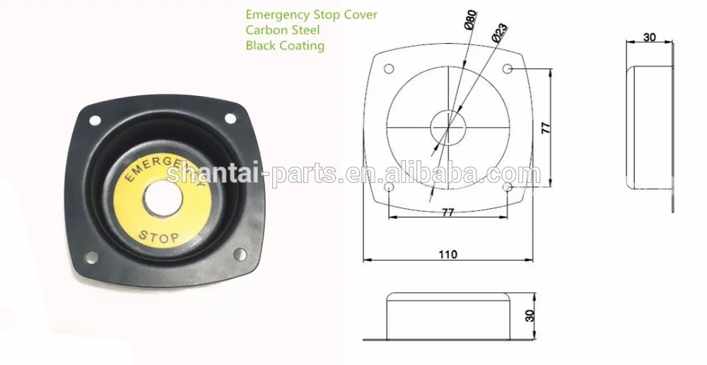Diesel Generator Recessed Estop Plate Jtz648 Carbon Steel Black Coated ...