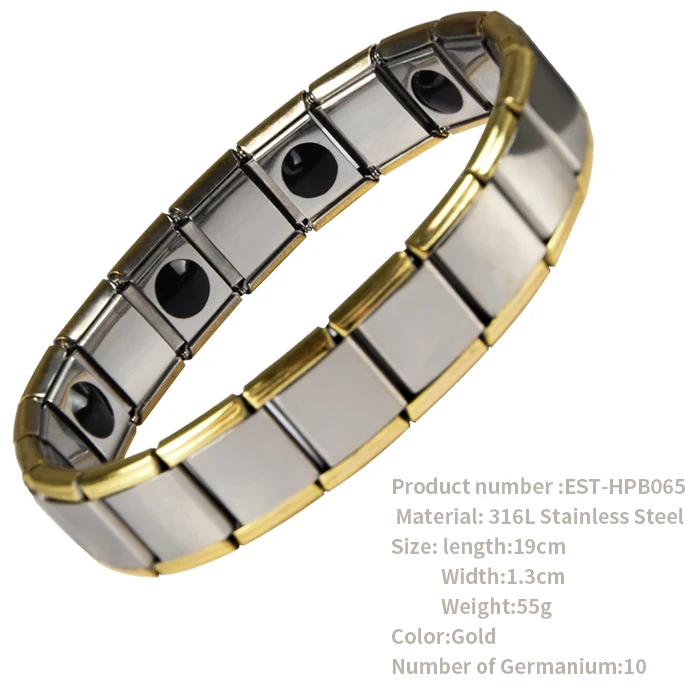 Gold Plated Stainless Steel Power Bangle Balance Ion Magnetic Energy ...