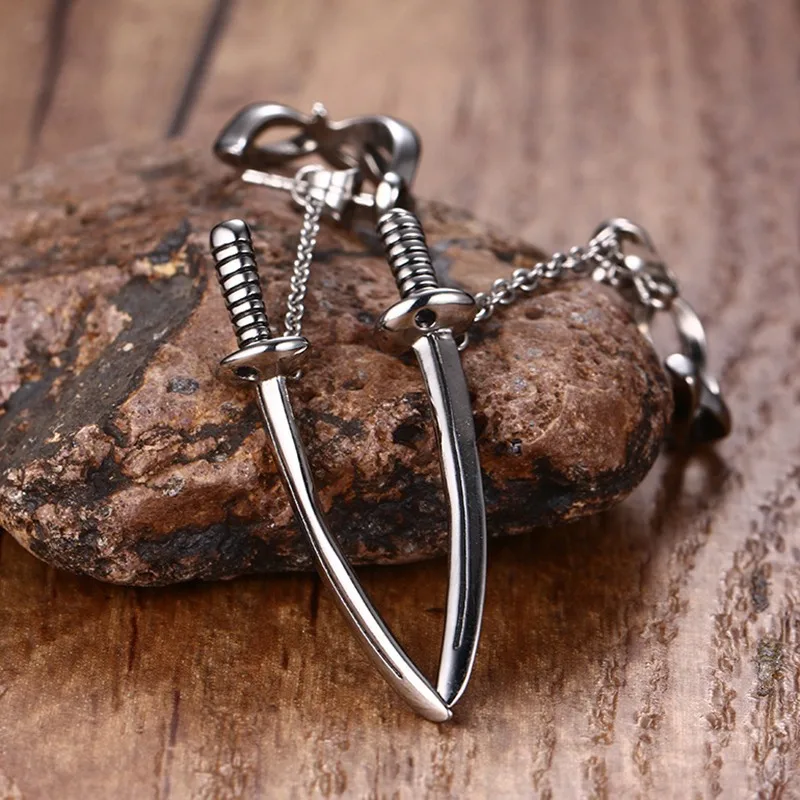 Personality Titanium Steel Punk Gothic Sword Earring for Men