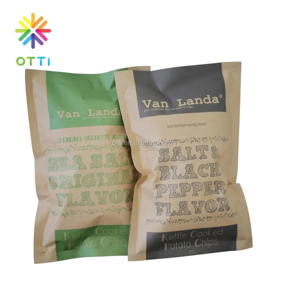 Custom Printed Kraft Paper Bags for Potato Chips & Snacks - OEM Available