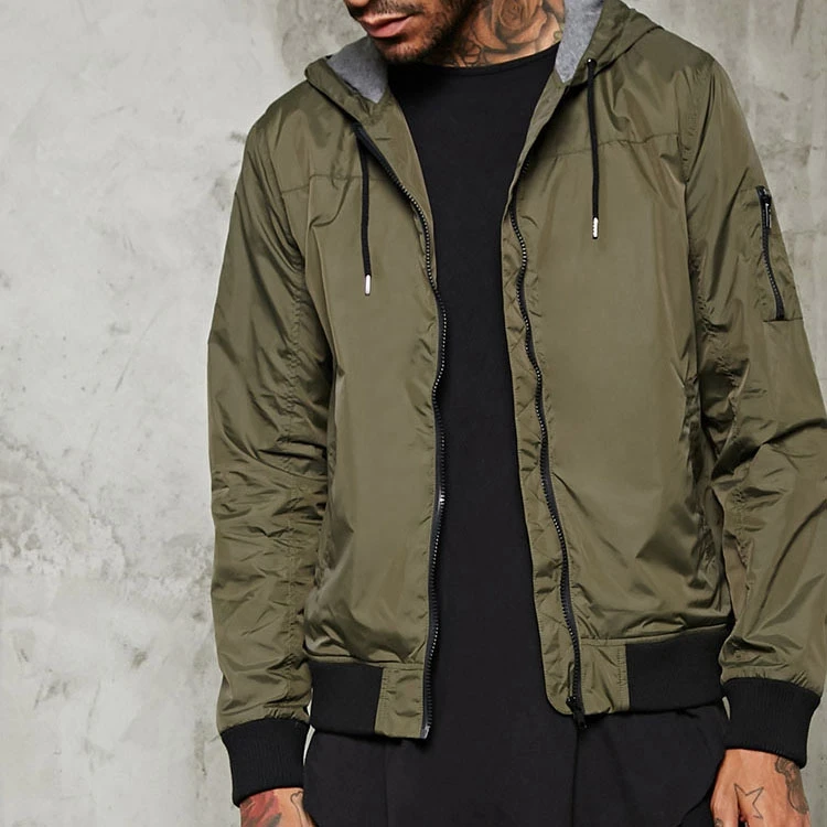 100% Polyester Plain Windbreakers Zipper Jackets Men Winter With Hood ...