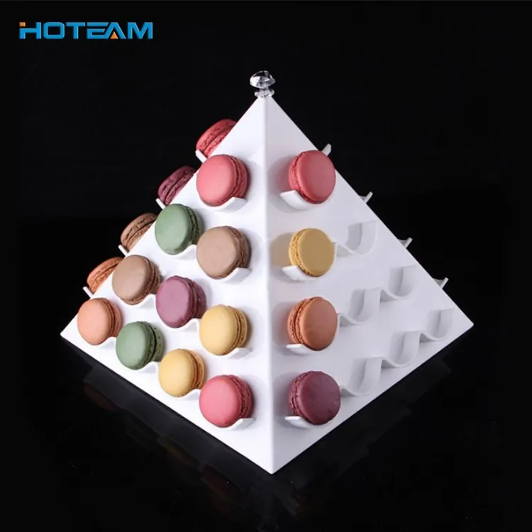 White Acrylic Pyramid Macaron Display Stand - Elegant & Modern