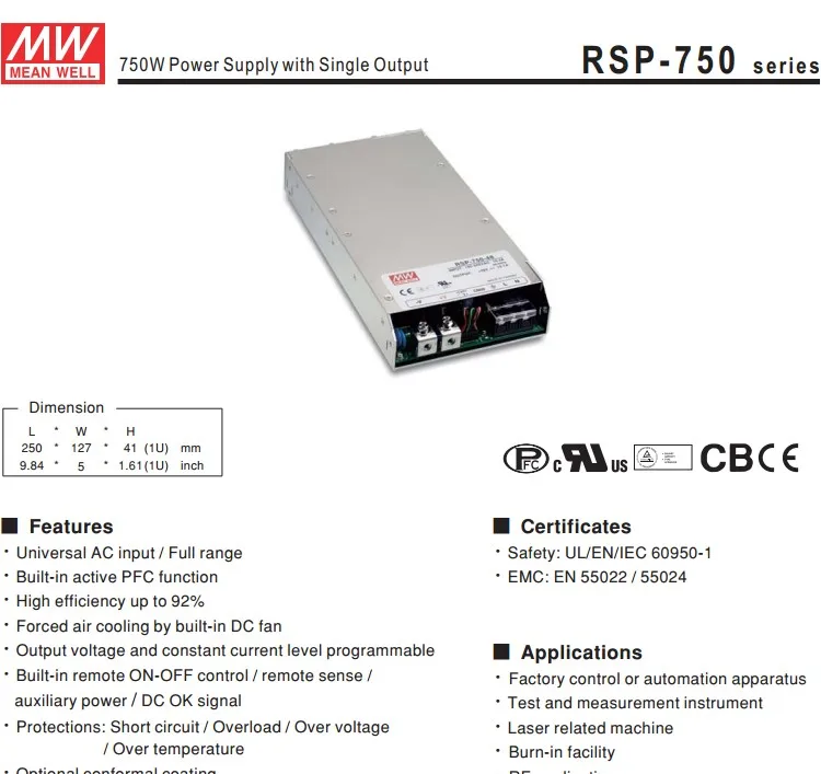 Mean Well Rsp-750-27 27v 750w Pfc Power Supply - Buy 750w Pfc Power Supply,27v 750w,Rsp-750-27 ...