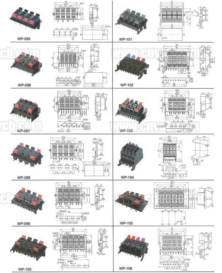 10a Batter Spring Type Terminal Blocks 4 Pin Speaker Wire Connectors ...