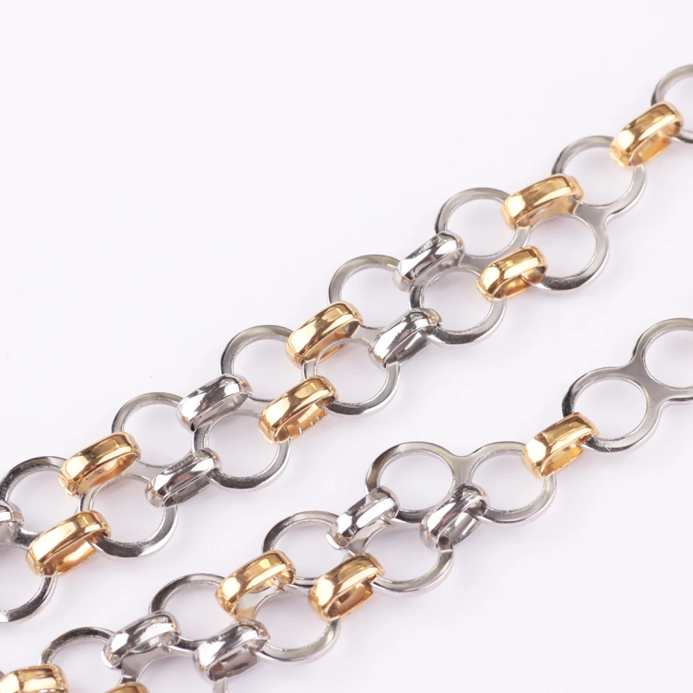 Double roller boom metal clad in gold figaro chains stainless steel ...