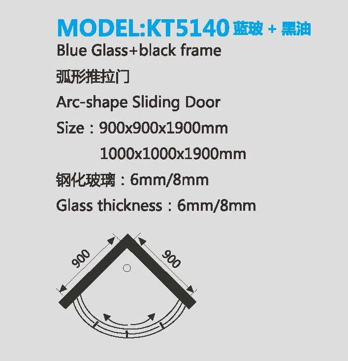 Kt5140 Arc Ss304 Sliding Blue Glass Shower Booth Saudi Arabia Shower ...