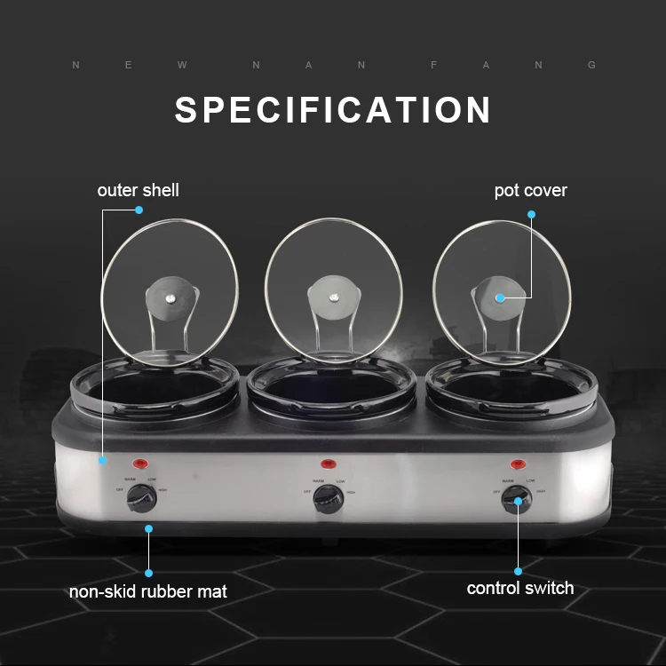 Mijoteuse Triple - Ceramic Crock Slow Cooker with Lid Holders