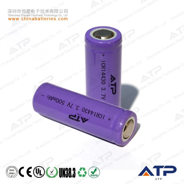 14430 Li-ion Battery 3.7v 500mah / 3.7v Icr 14430 Li-ion Rechargeable ...