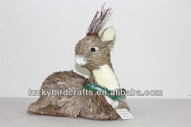 Christmas Straw Deer/reindeer Ornaments With Wreath/straw And Bristle ...